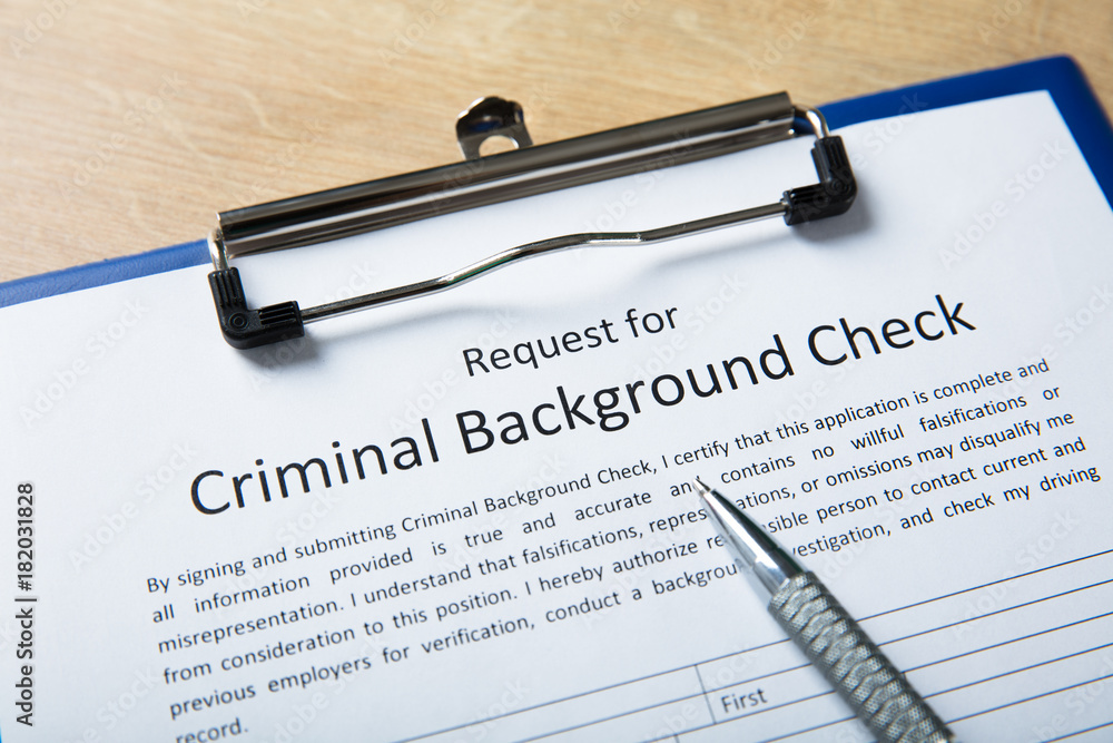Criminal Background Check Application Form With Pen Stock Photo | Adobe ...