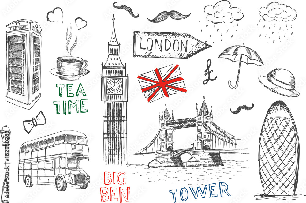 Set of England symbols. Stock Vector | Adobe Stock