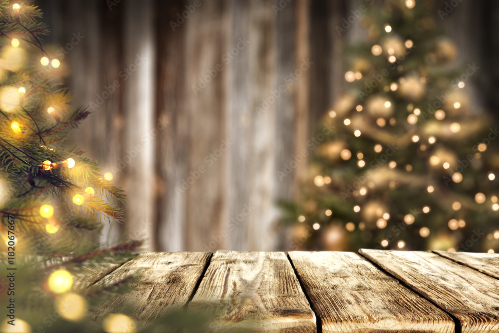 christmas time and desk of free space for your decoration. Stock Photo ...