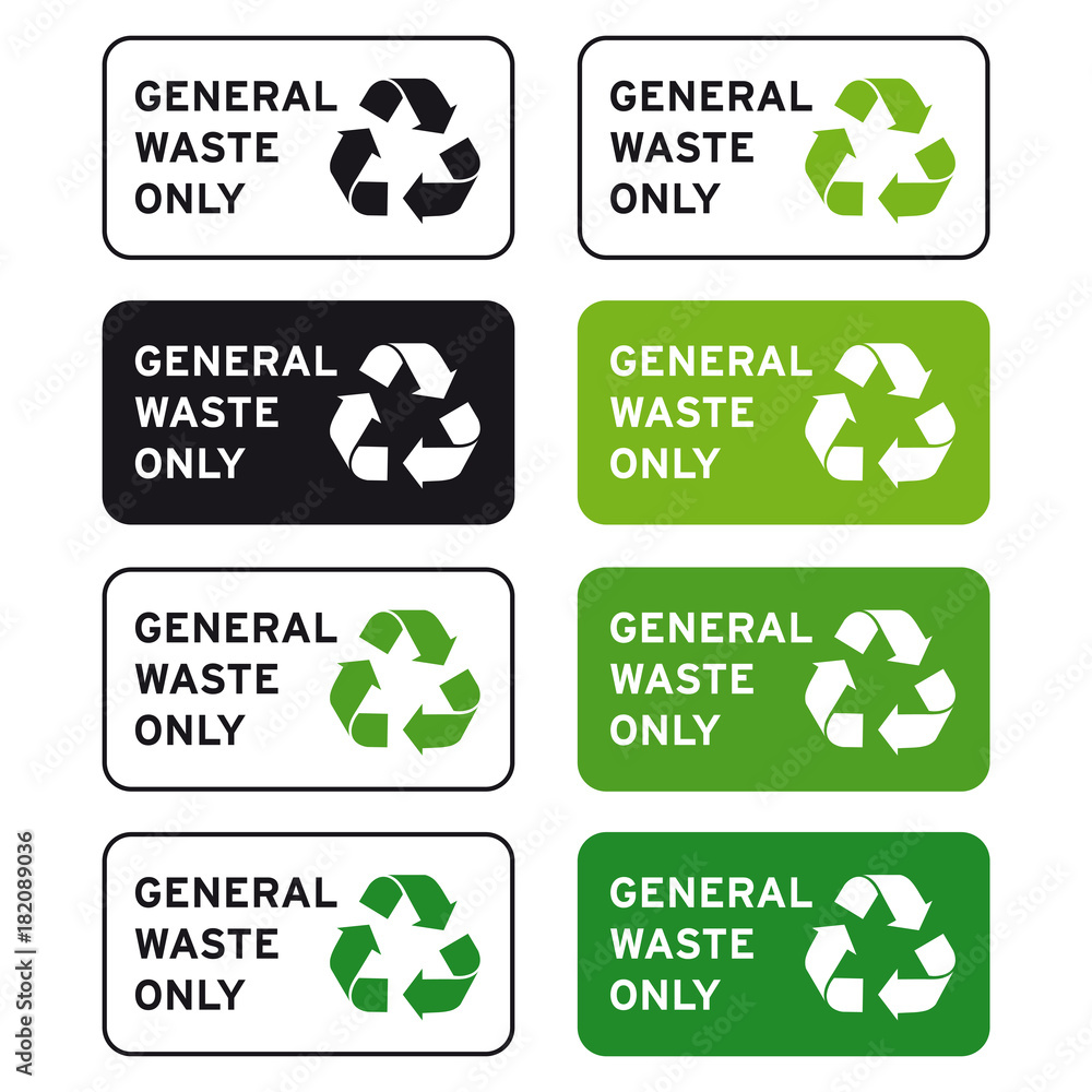 Recycle logo general waste only set Stock Vector | Adobe Stock