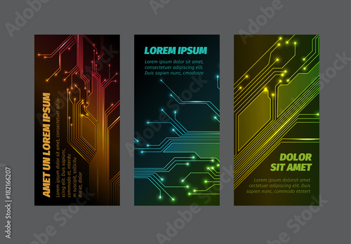 Set of Web Banners with Electronic Circuit Elements Stock Template ...