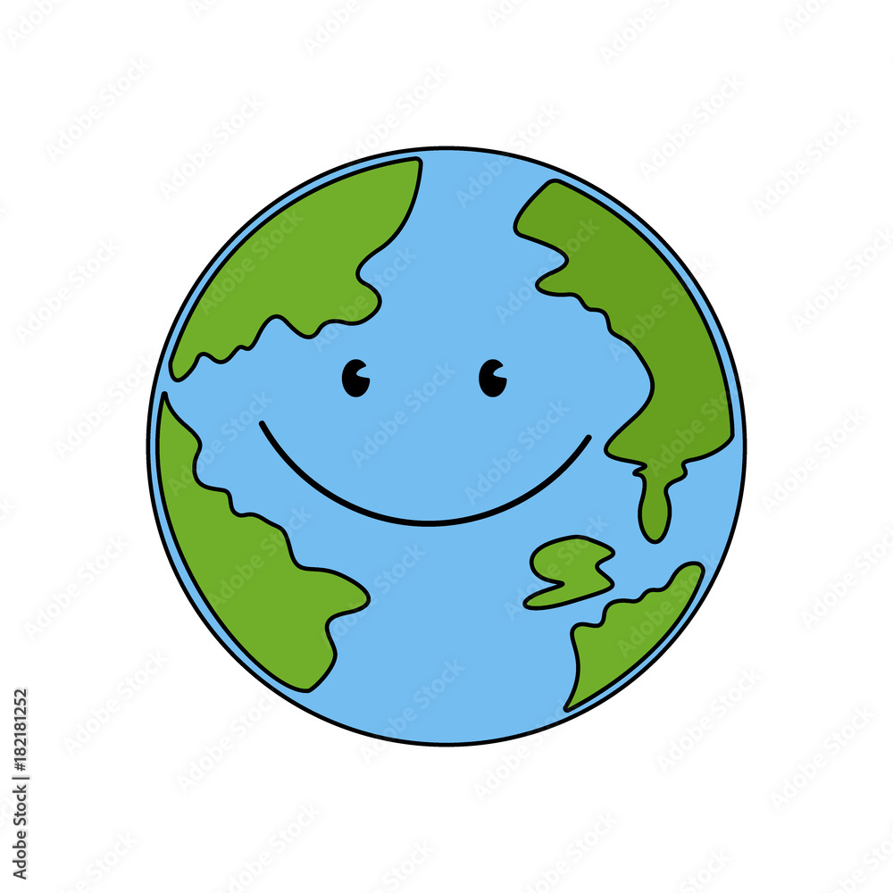 Planet Earth. Globe with cute face smiling for humanity vector Stock ...