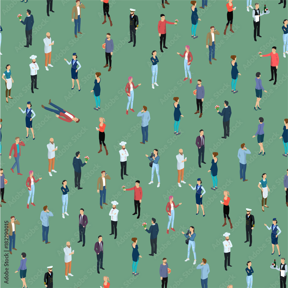 Seamless tile of people crowd isometric Stock Vector | Adobe Stock