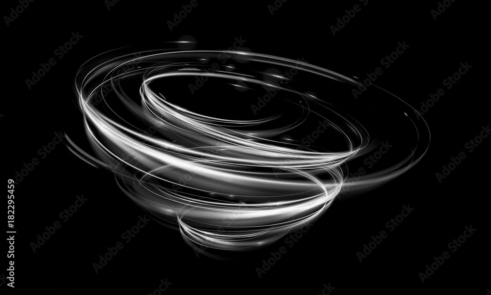 Glow swirl light effect. Circular lens flare. Abstract rotational lines ...