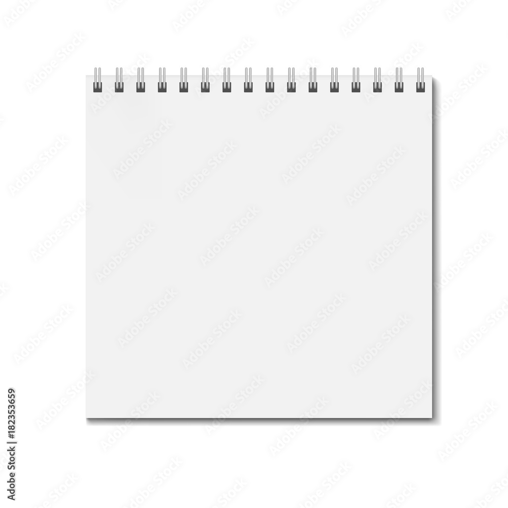 Realistic vertical square notebook on spiral binder mockup, sketchbook ...