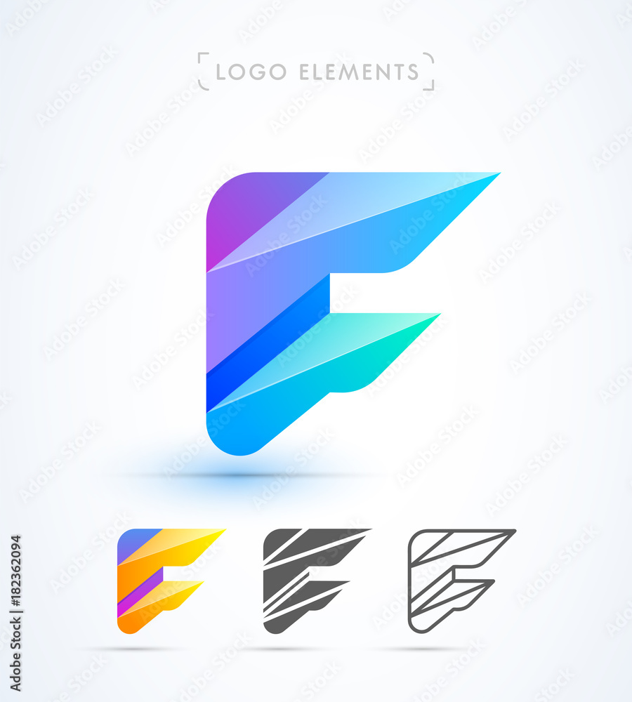 Vector abstract origami letter F logo design template. Material design ...