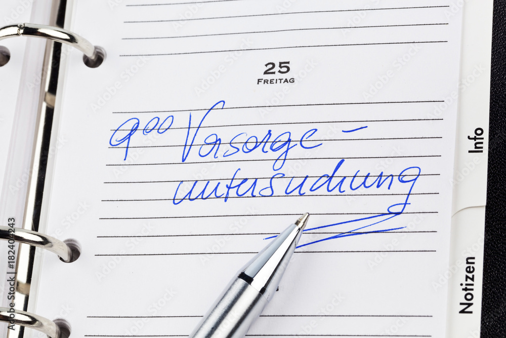 Stock-Foto „entry in the calendar: check-up“ | Adobe Stock