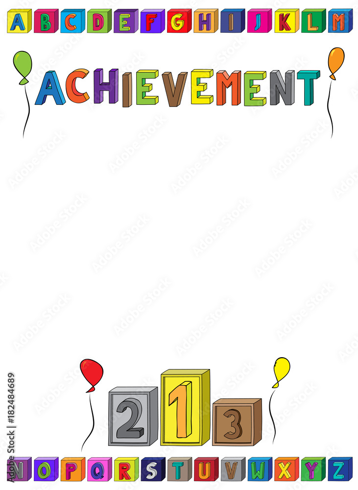 Achievement lettering A4 Page award for kids with alphabet blocks ...
