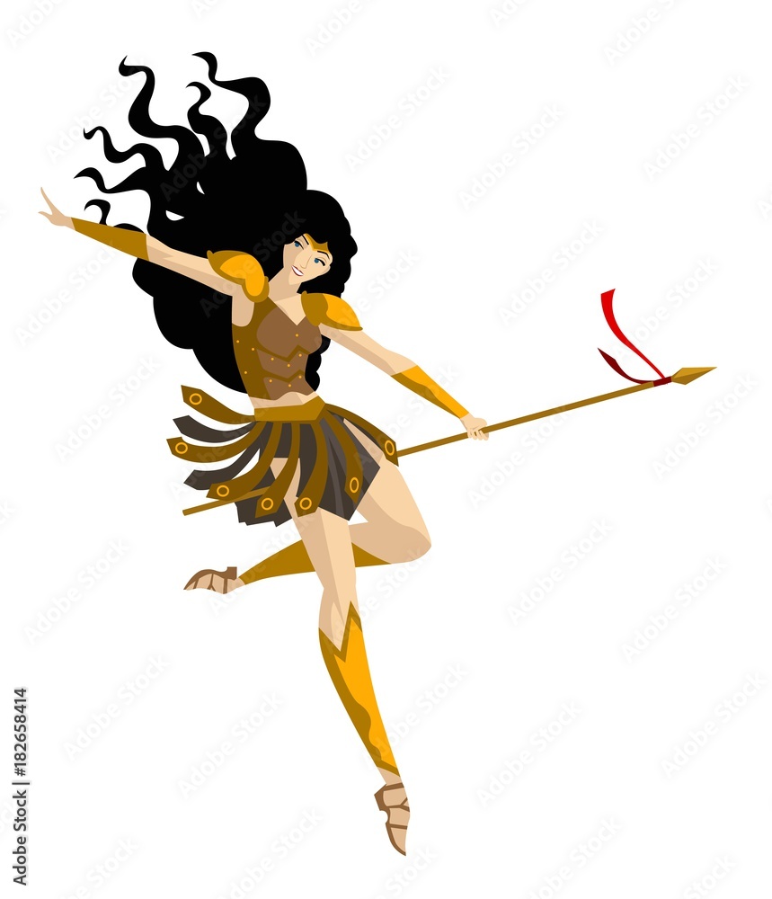 greek mythology amazon warrior with spear Stock Vector | Adobe Stock