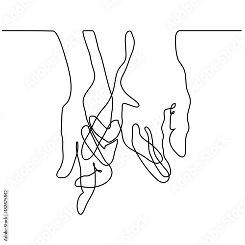 Continuous Line Drawing Holding Man And Woman Hands Together Vector