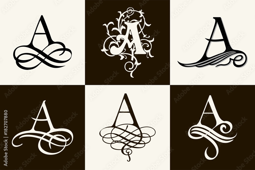 Vintage Set . Capital Letter A for Monograms and Logos. Beautiful ...