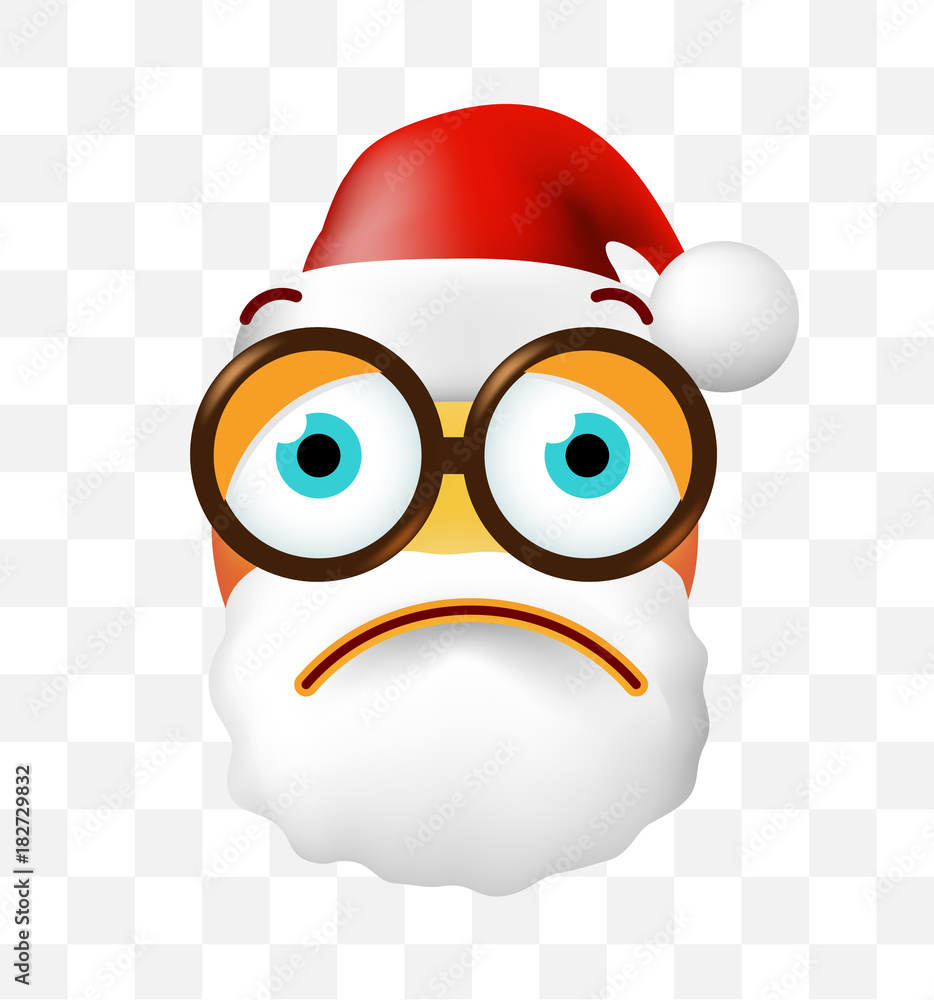 Christmas Time . Cute Sad Emoticon on Transparent Background . Isolated ...