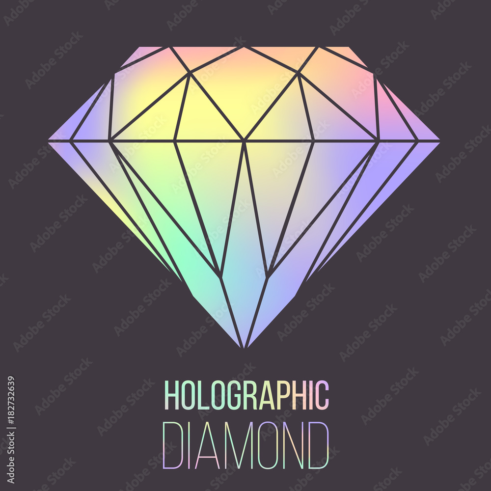 Vector holographic gradient diamond stone isolated on transparent ...