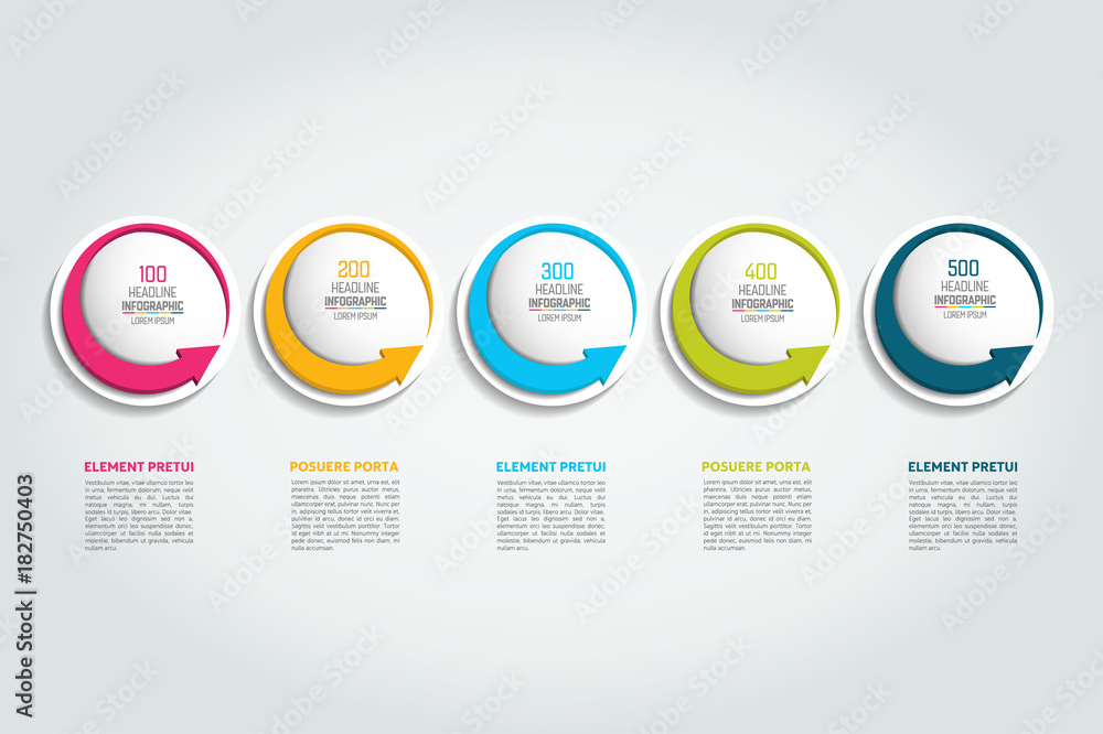 Option chart, scheme, diagram, timeline. 5 Infographic template. Stock ...
