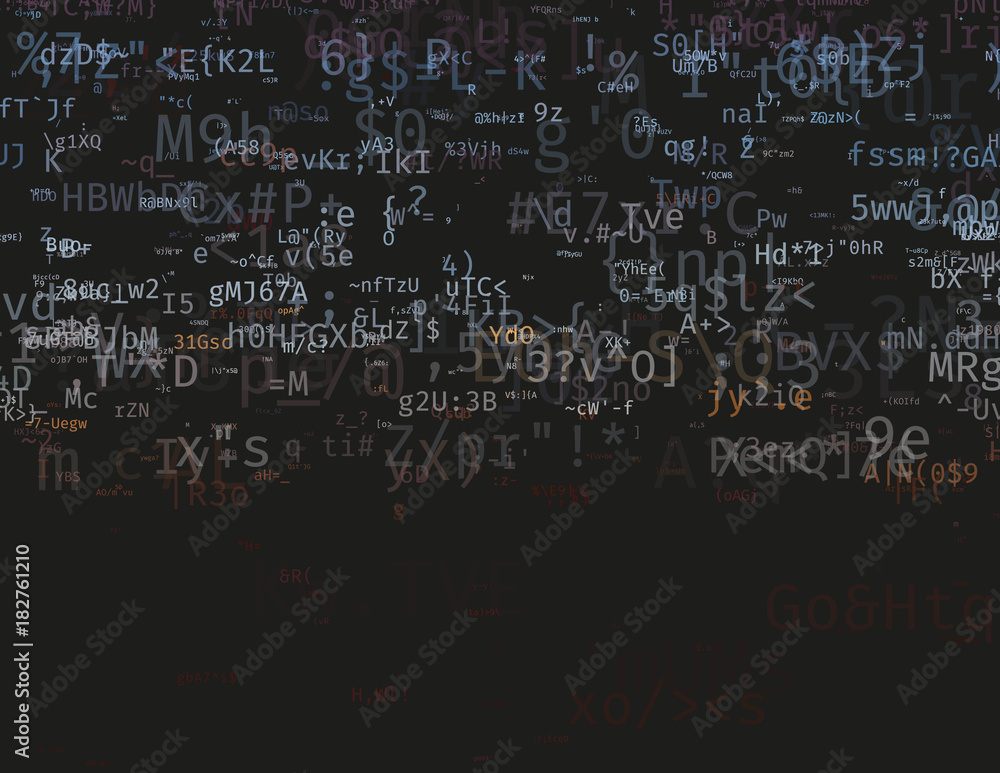 Modern vector illustration with array of symbols. Abstract ascii glitch ...