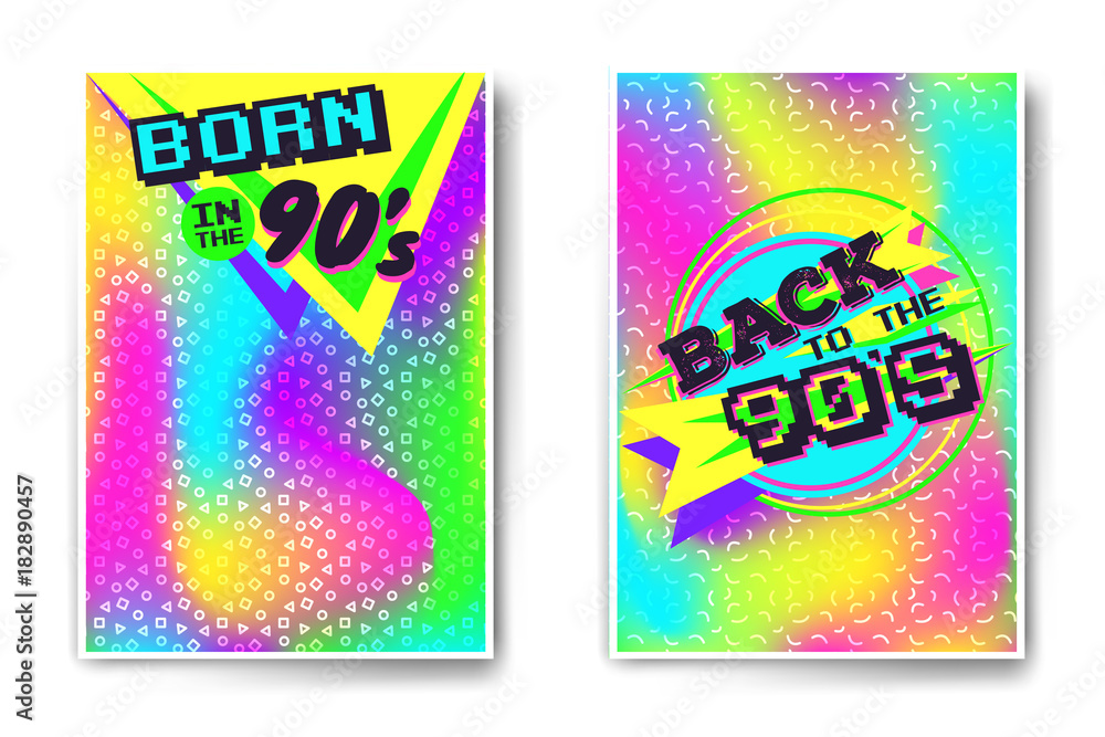 Vector poster templates back to the 90's and born in the nineties ...