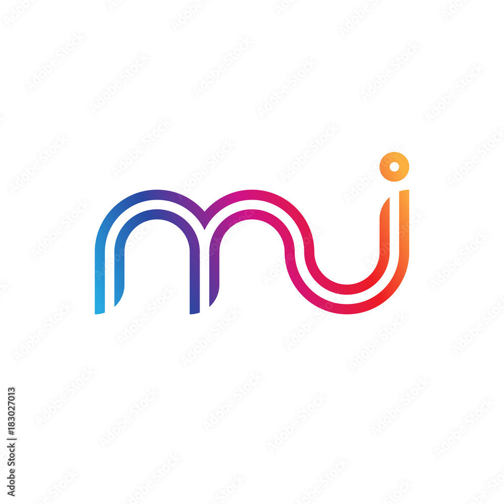 Initial lowercase letter mi, linked outline rounded logo, colorful ...