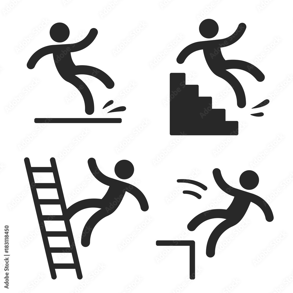 Caution symbols with man falling. Stock Vector | Adobe Stock