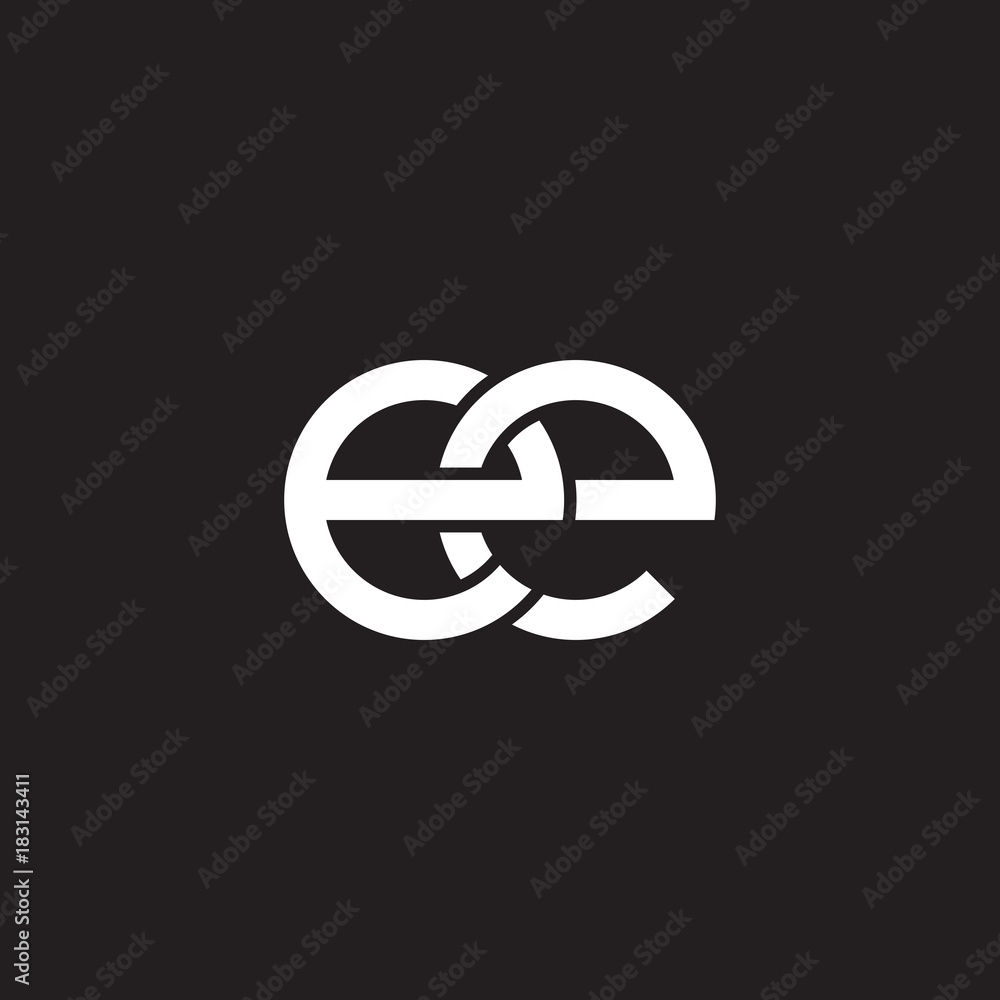 Initial lowercase letter ee, overlapping circle interlock logo, white ...