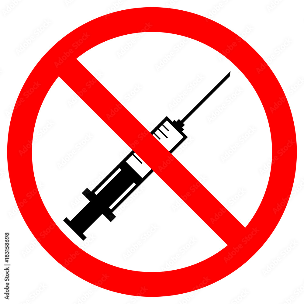 STOP NARCOTICS sign. Medical syringe icon in red circle. Vector. Stock ...