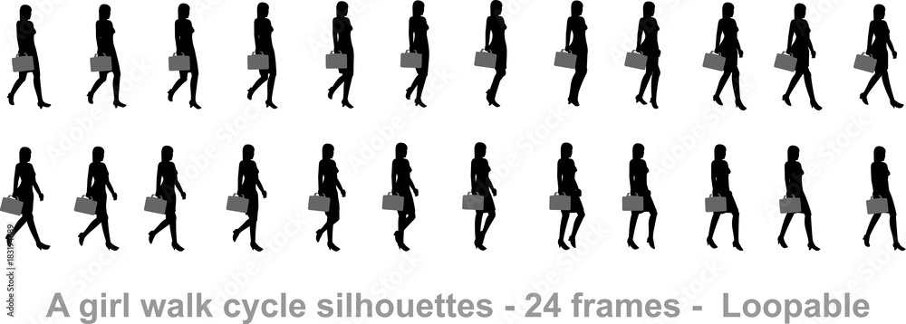 Business girl walk cycle animation sprite sheet, Women walk cycle ...