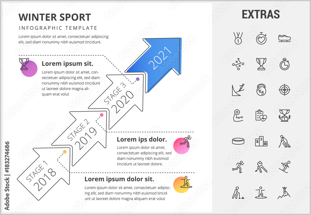 Winter sport timeline infographic template, elements and icons ...