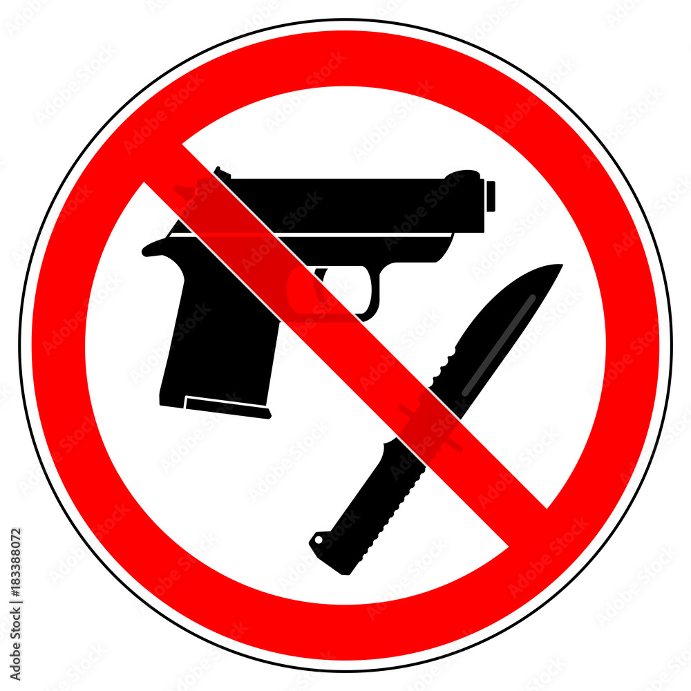 srr288 SignRoundRed - german - Verbotszeichen: Pistole / Messer ...