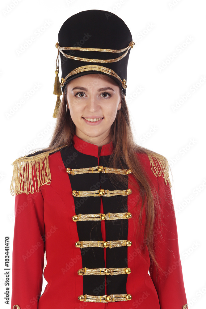 Stock-Foto „Pretty girl in the costume of a hussar“ | Adobe Stock