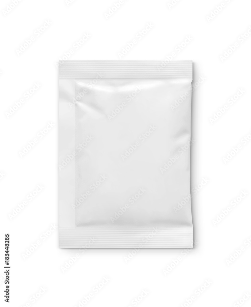 blank packaging paper sachet isolated on white background with clipping ...