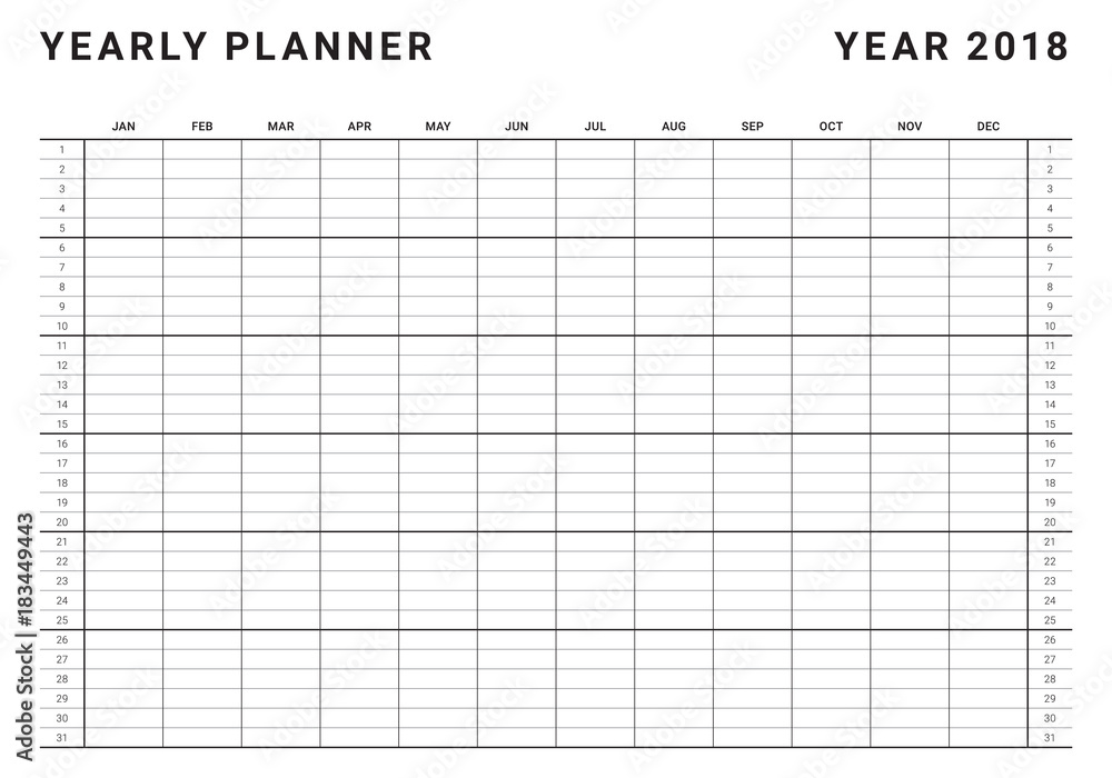 Year 2018 planner calendar vector illustration Stock Vector | Adobe Stock