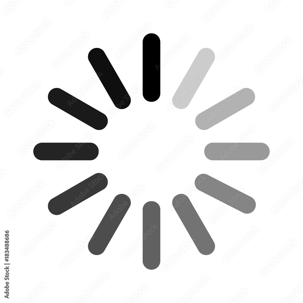 Circular loading sign, waiting symbol, black icon, isolated on white ...