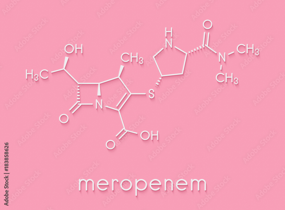 Meropenem broad-spectrum antibiotic (carbapenem class), chemical ...