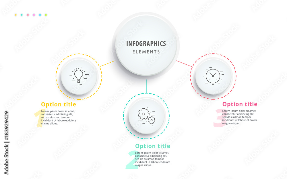 Business process chart infographics with 3 step segments. Circular ...