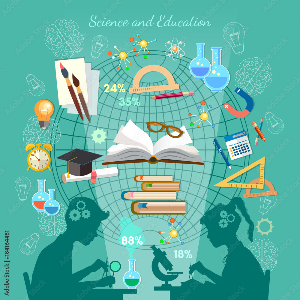 Education infographic. Open book of knowledge school background ...