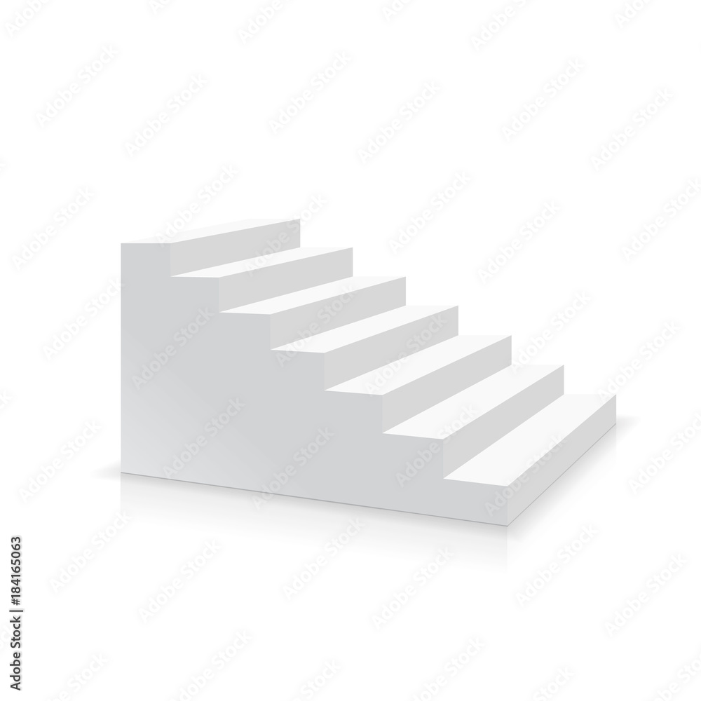 Realistic white stair side view vector Stock Vector | Adobe Stock