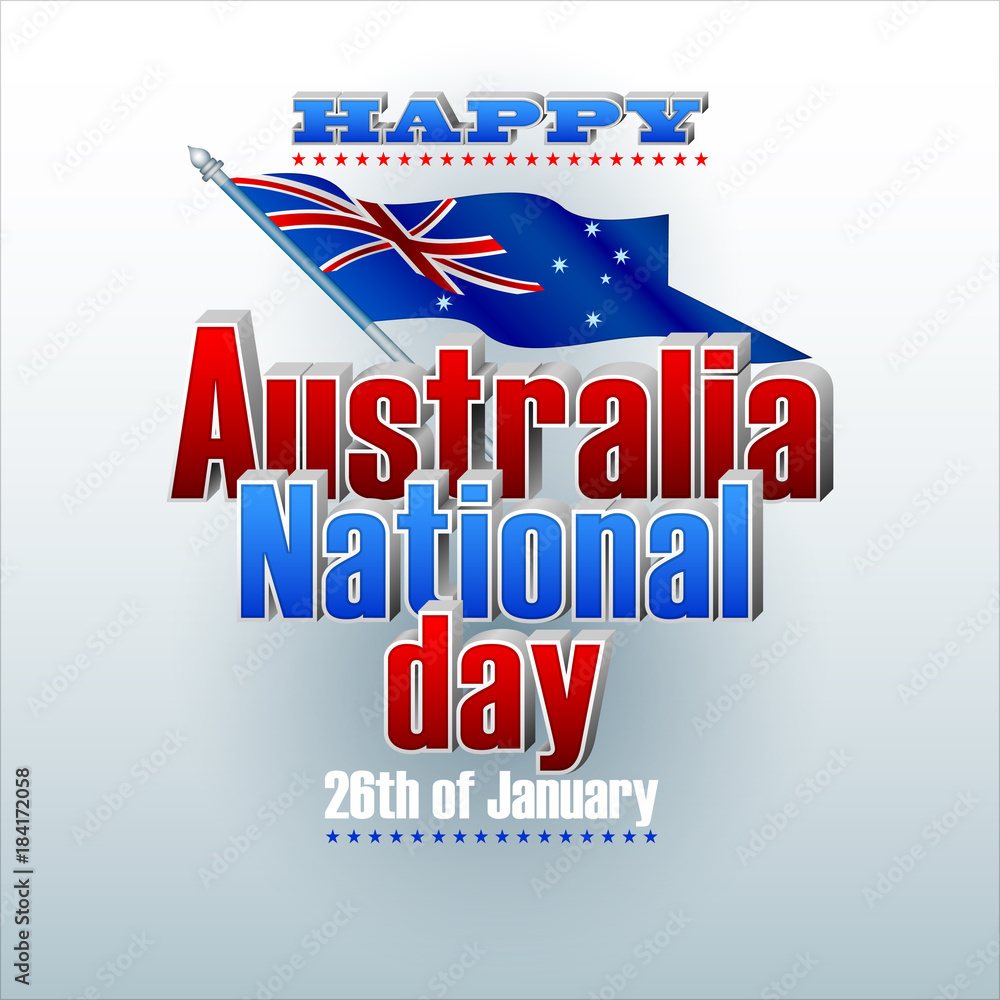 Holiday design, background with 3d texts and Australian flag colors for ...