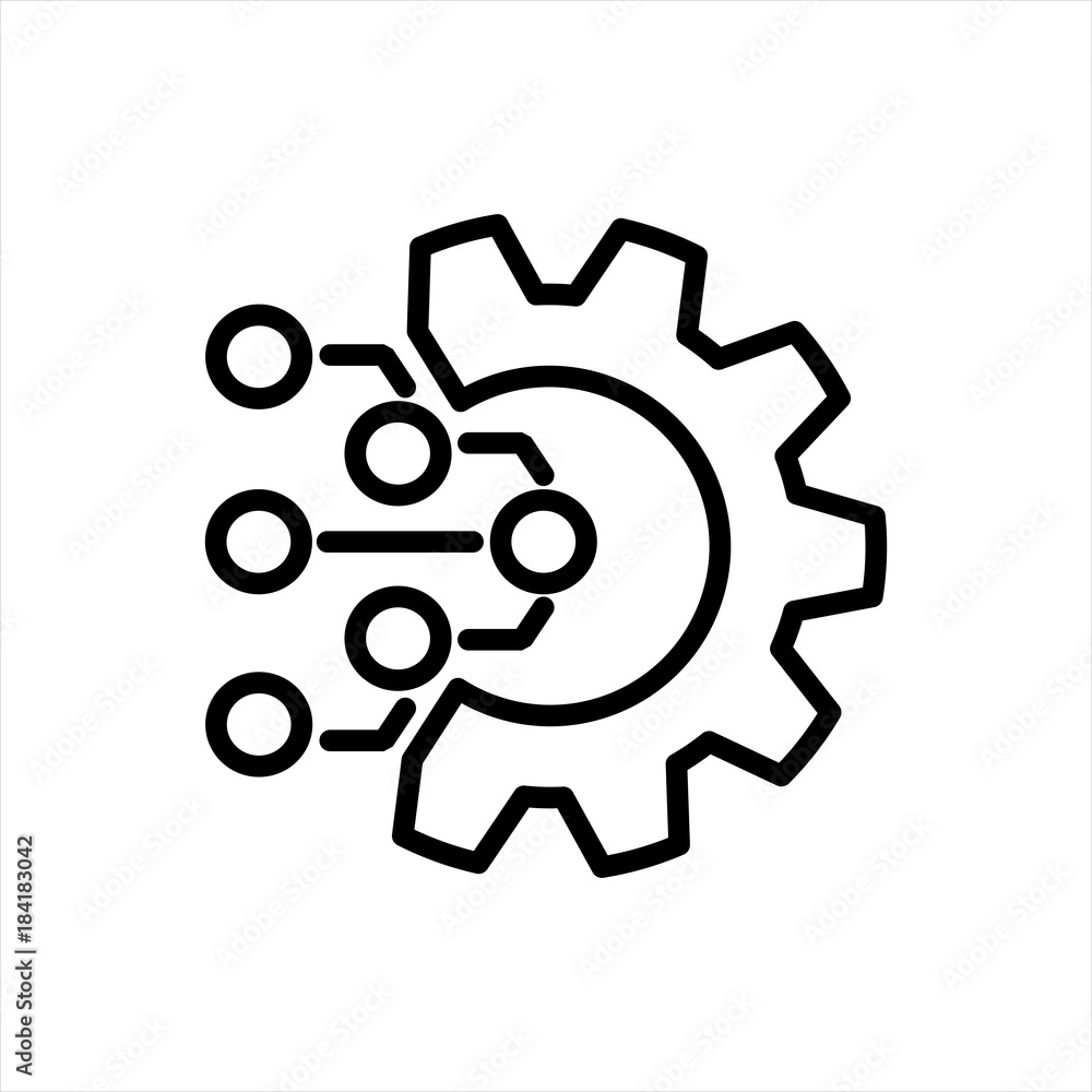 Technology Icon. Gear and Electronic. Digital Factory Symbol. Flat Line ...