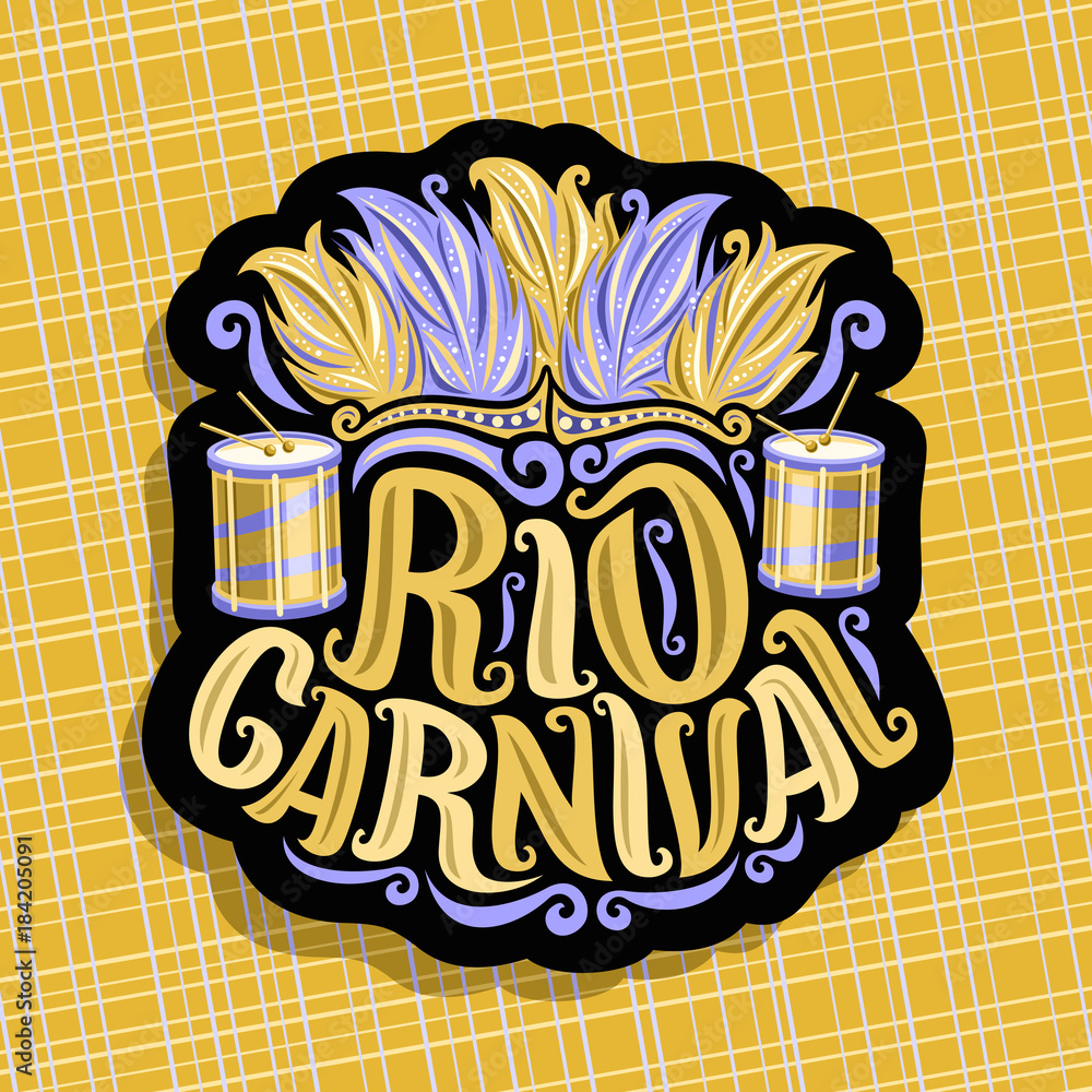 Vector logo for Rio Carnival, poster with brazilian feather headdress ...