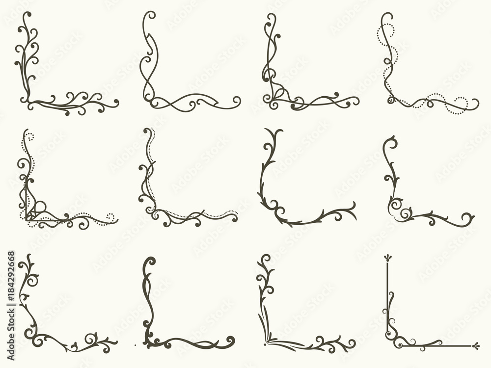 Vector illustration of decorative corner frame set Stock Vector | Adobe ...