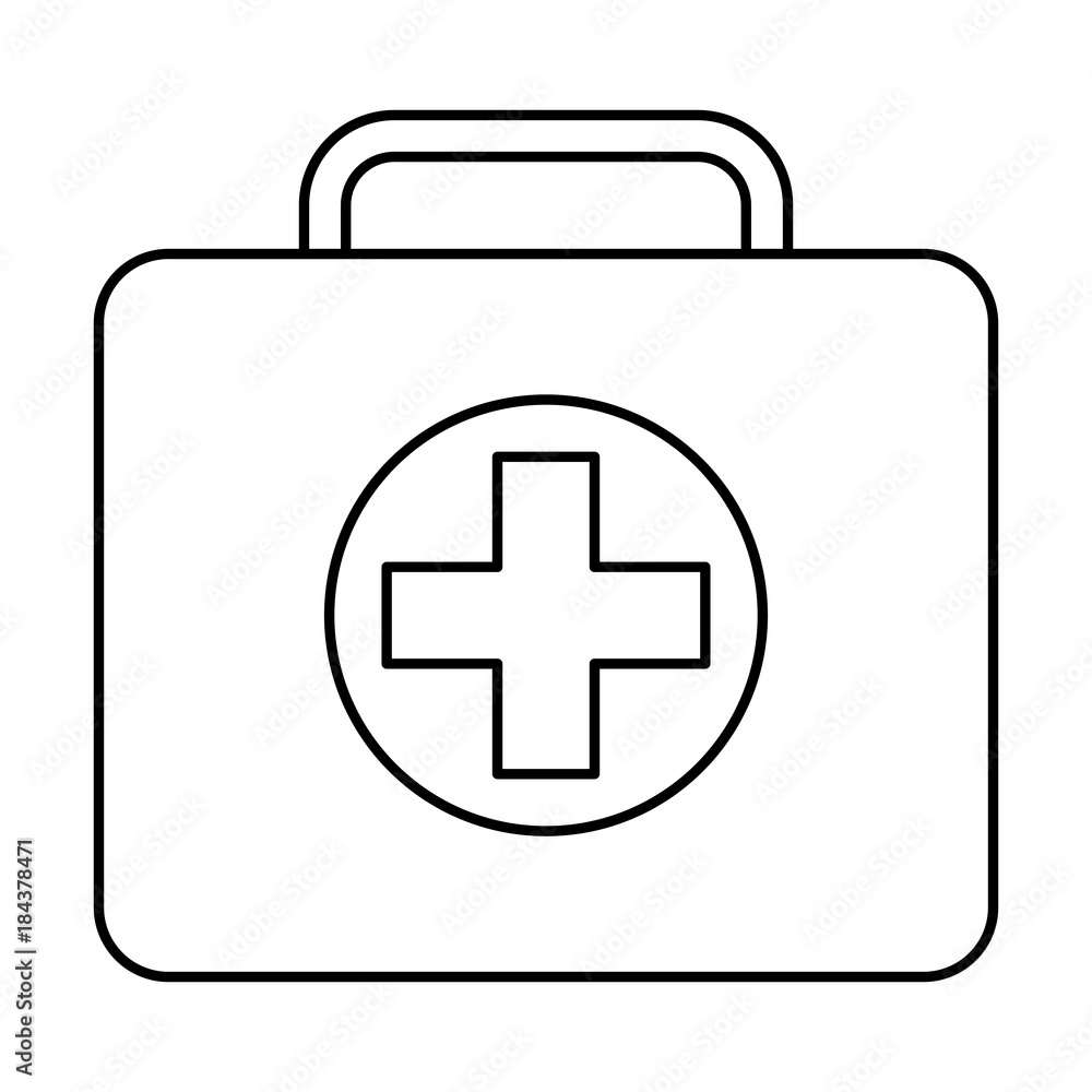 medical kit first aid emergency case vector illustration outline image ...