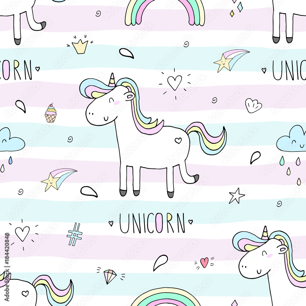 cute unicorn vector pattern Stock Vector | Adobe Stock