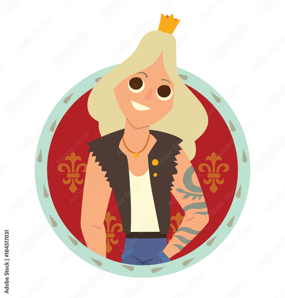 Vector image of a round red-blue frame. Cartoon image of a modern ...