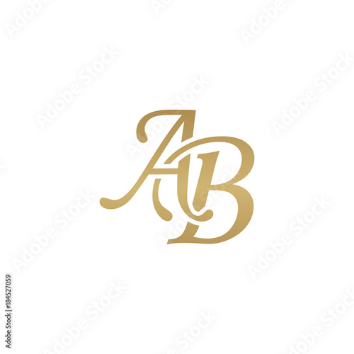 Initial letter AB, overlapping elegant monogram logo, luxury golden ...