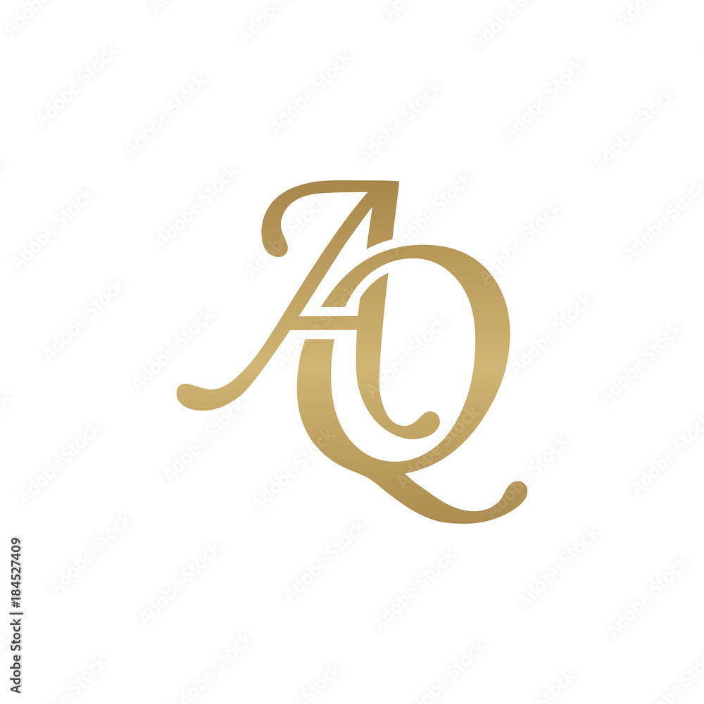 Initial letter AQ, overlapping elegant monogram logo, luxury golden ...