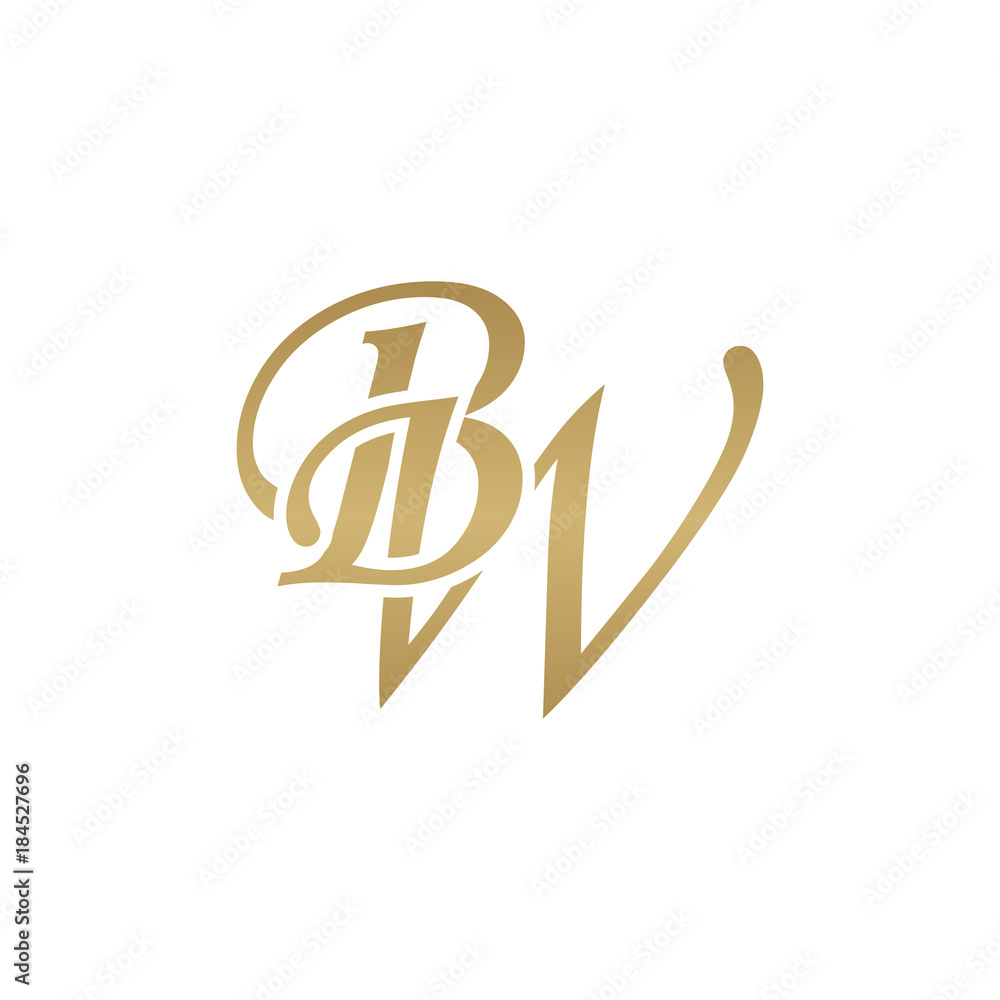 Initial letter BW, overlapping elegant monogram logo, luxury golden ...