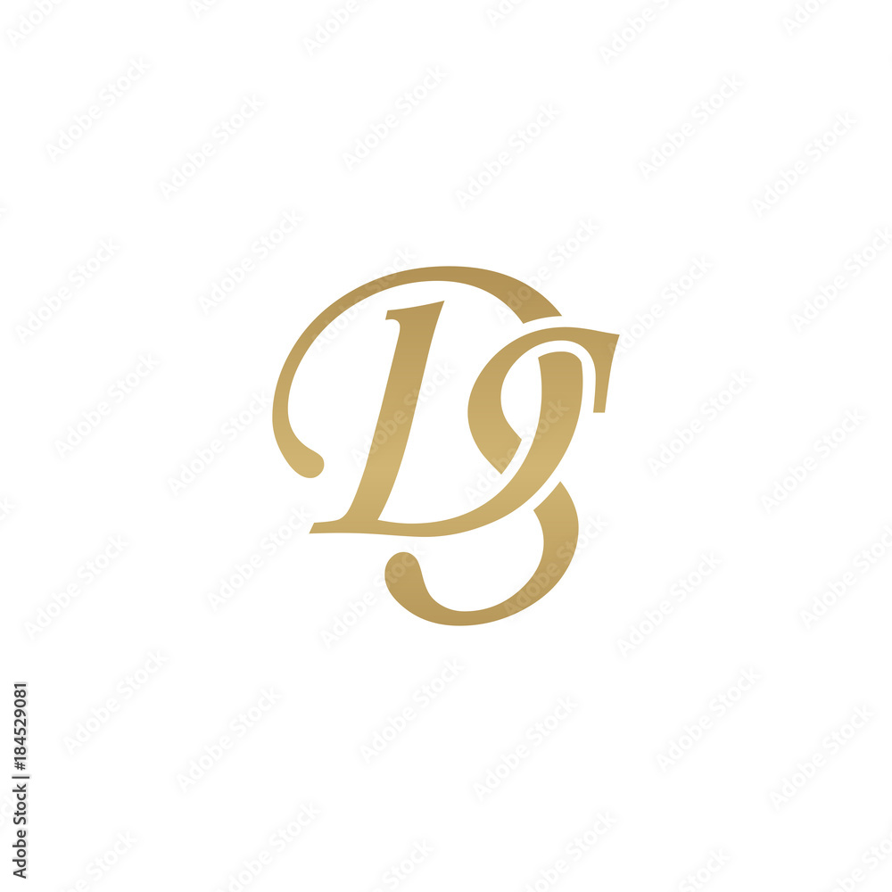 Initial letter DS, overlapping elegant monogram logo, luxury golden ...