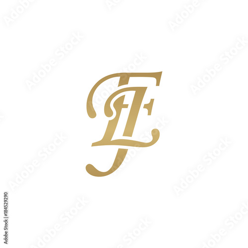 Initial letter EJ, overlapping elegant monogram logo, luxury golden ...