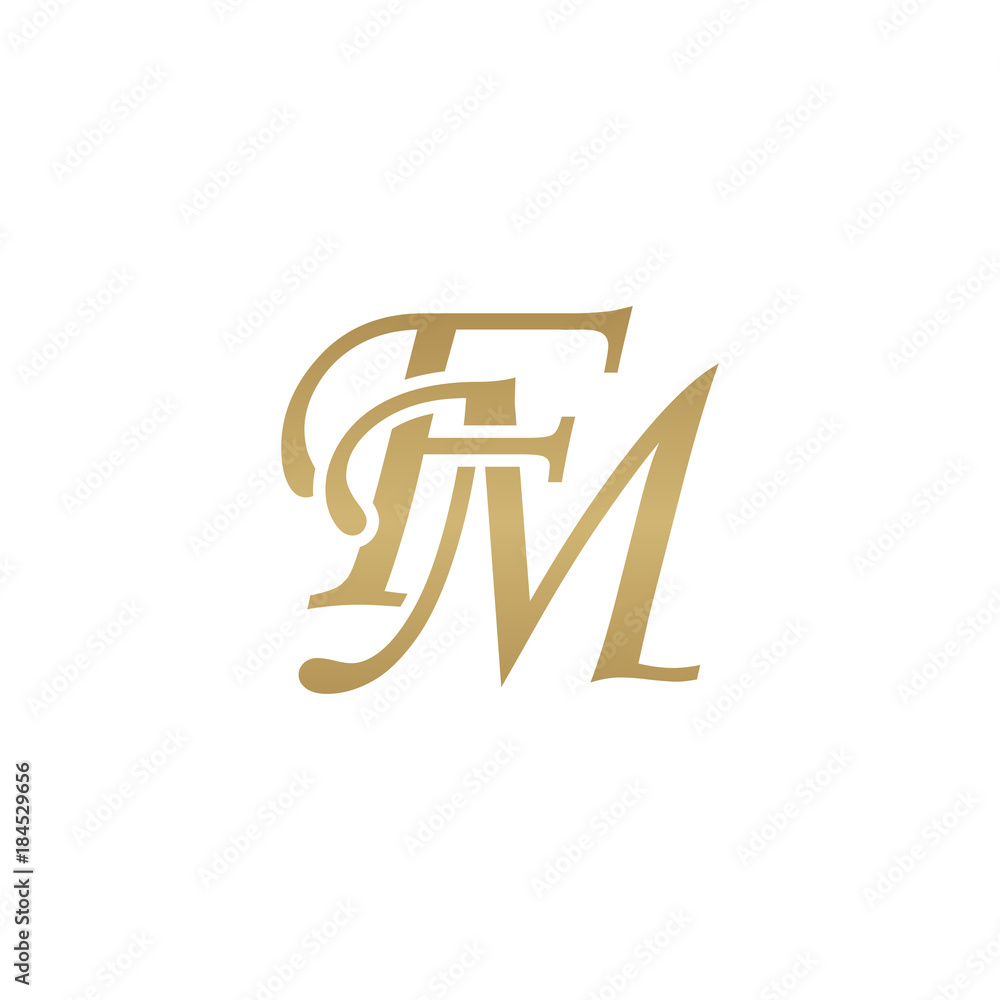 Initial letter FM, overlapping elegant monogram logo, luxury golden ...