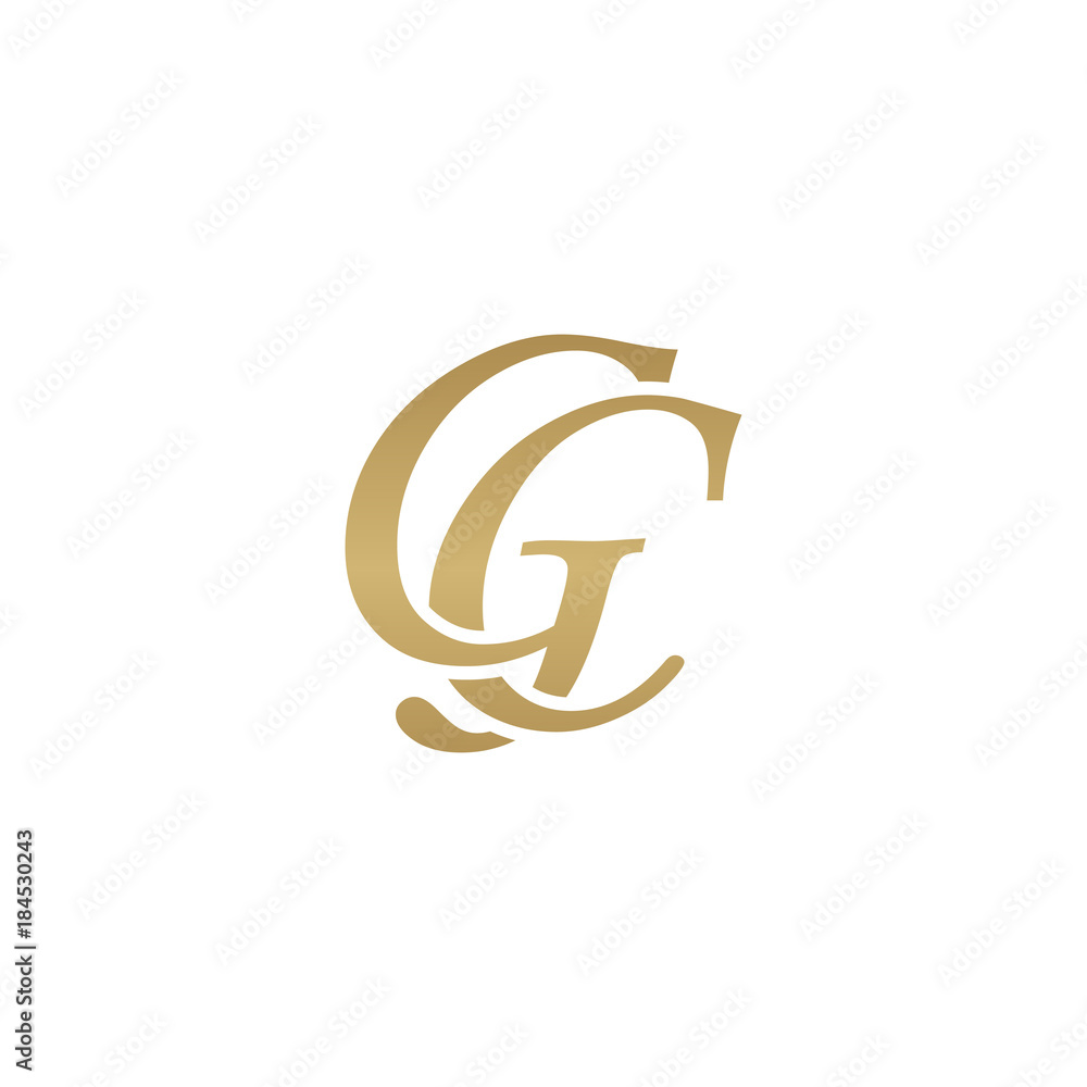Initial letter GC, overlapping elegant monogram logo, luxury golden ...