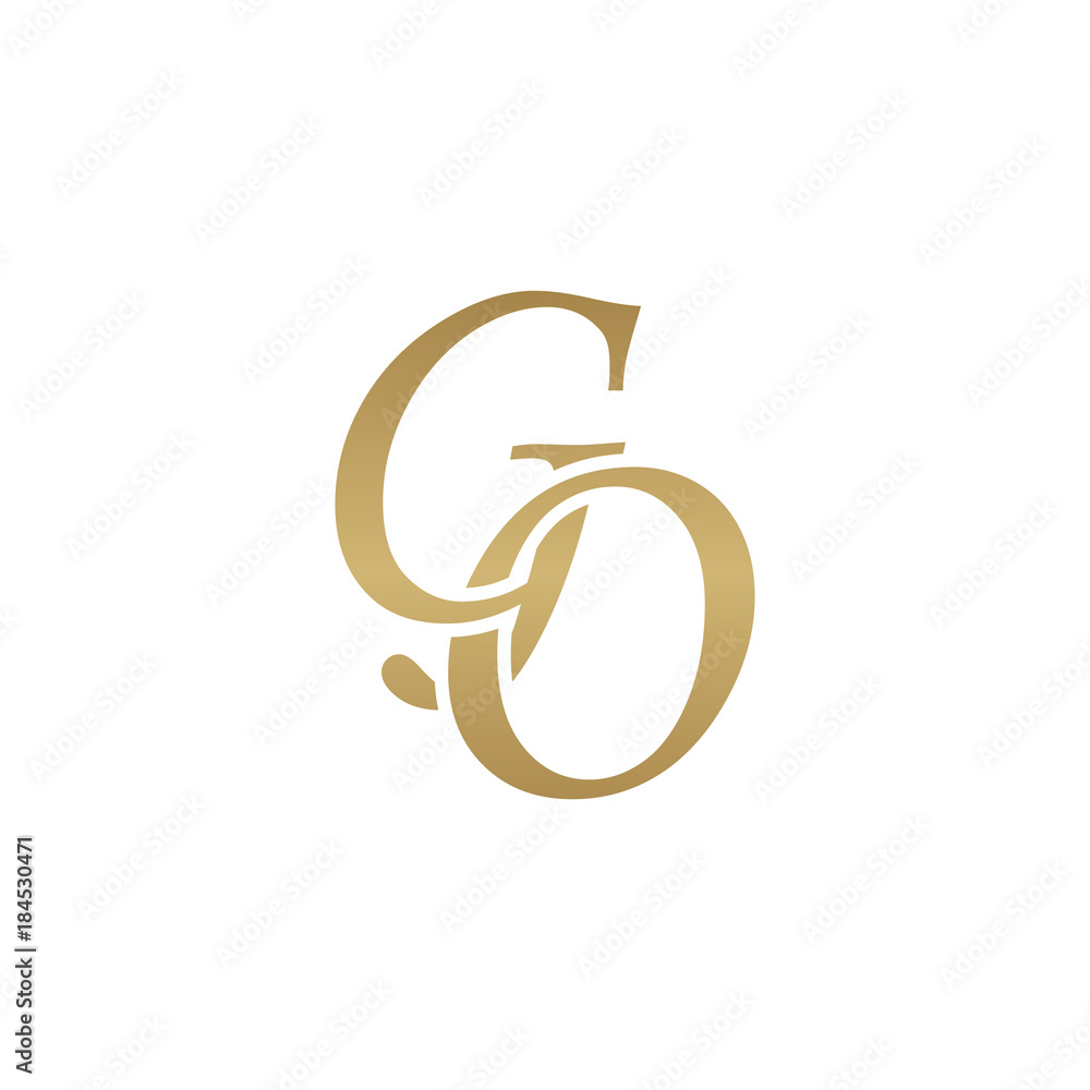 Initial letter GO, overlapping elegant monogram logo, luxury golden ...